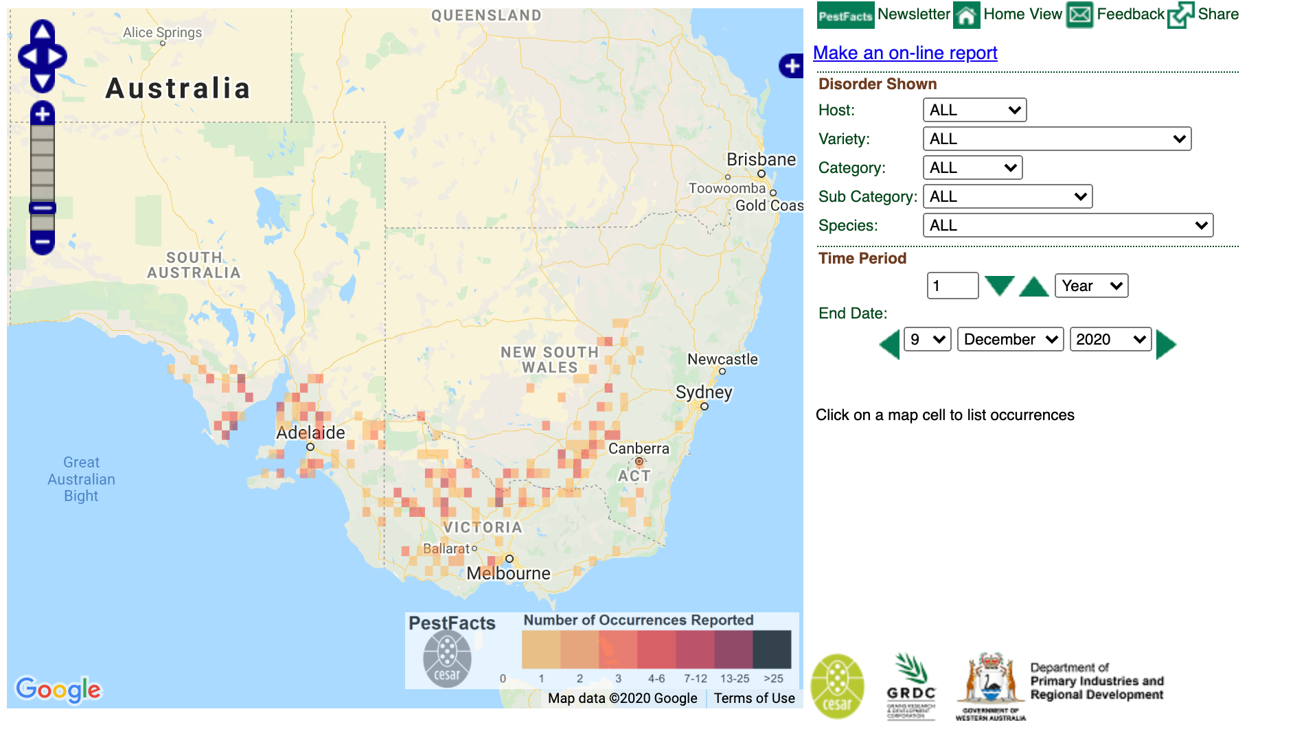 PestFacts map – Cesar Australia